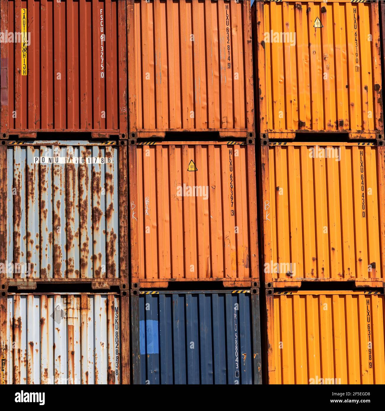 Shipping containers stacked at a port container terminal. Ontario ...