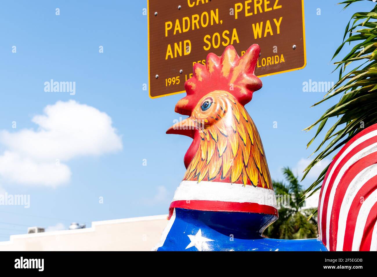 Rooster sculpture statue in Calle Ocho, Little Havana, Miami, USA Stock ...