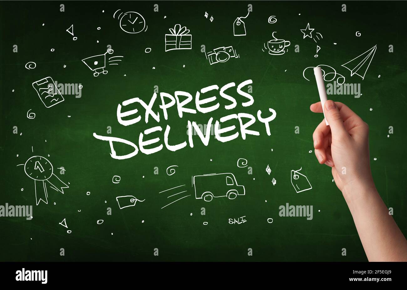 Hand drawing online shopping concept Stock Photo - Alamy