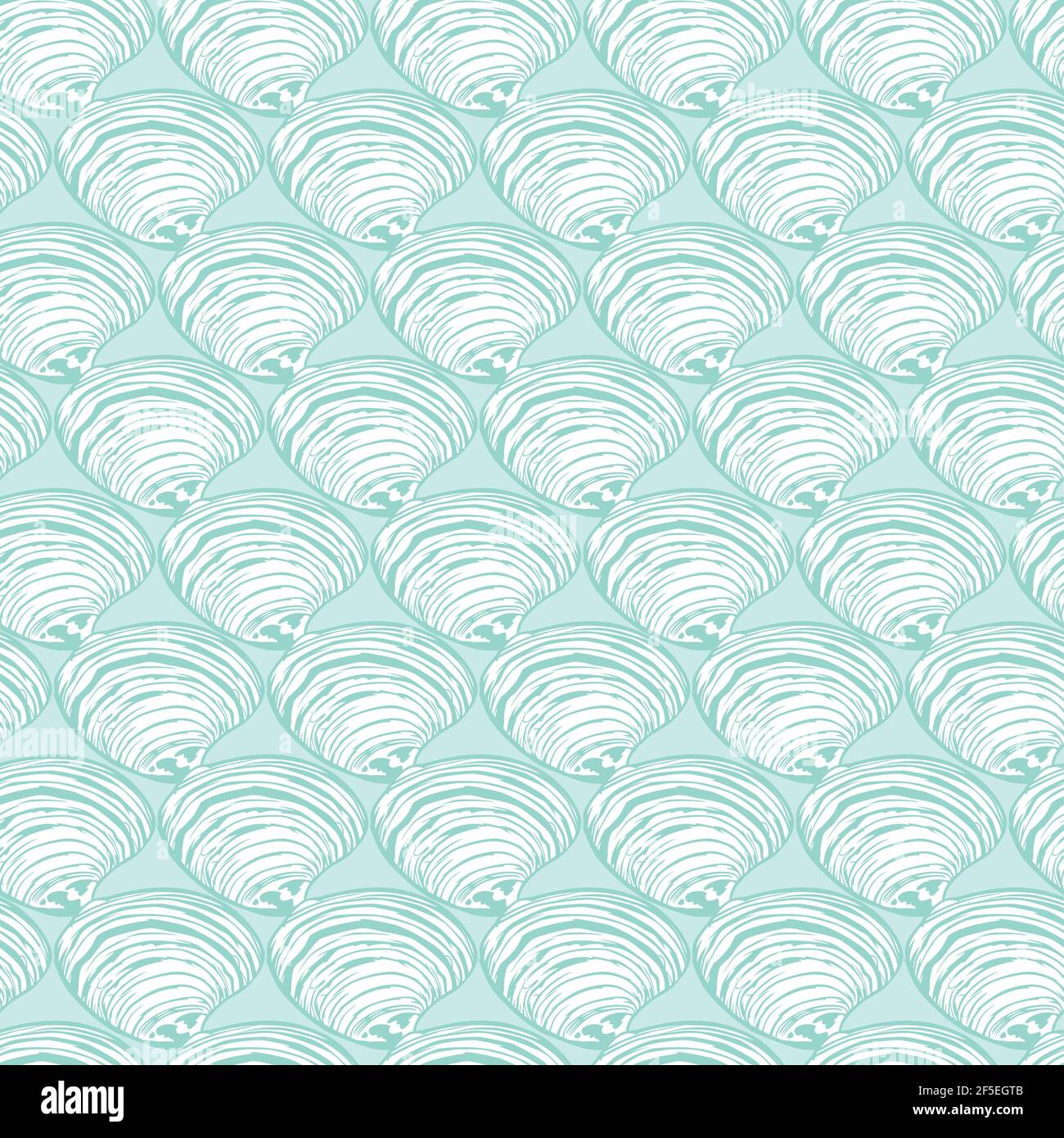 Vector aqua rows of clam seashells repeat pattern. Suitable for gift ...