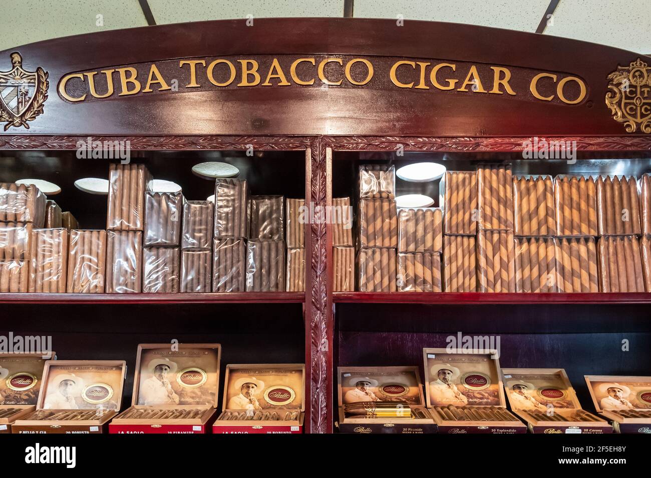 Retail display of Cigars in Cigar Shop in Calle Ocho, Little Havana ...