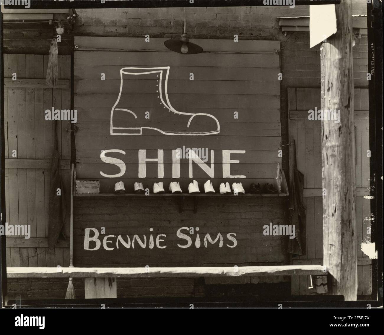 Shoeshine Sign in a Southern Town / Shoeshine Stand Detail ...