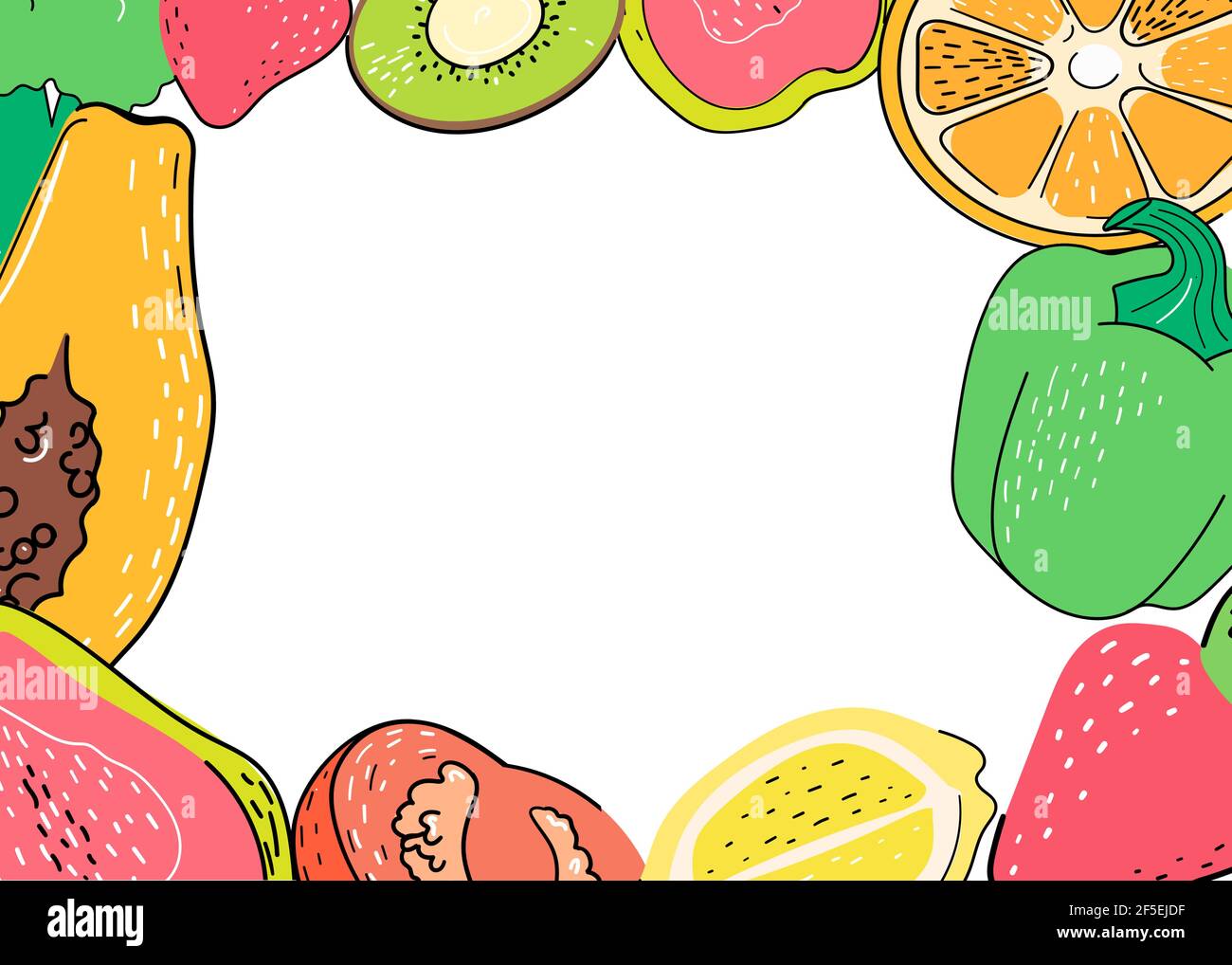 Border design fresh vegetables illustration hi-res stock photography ...