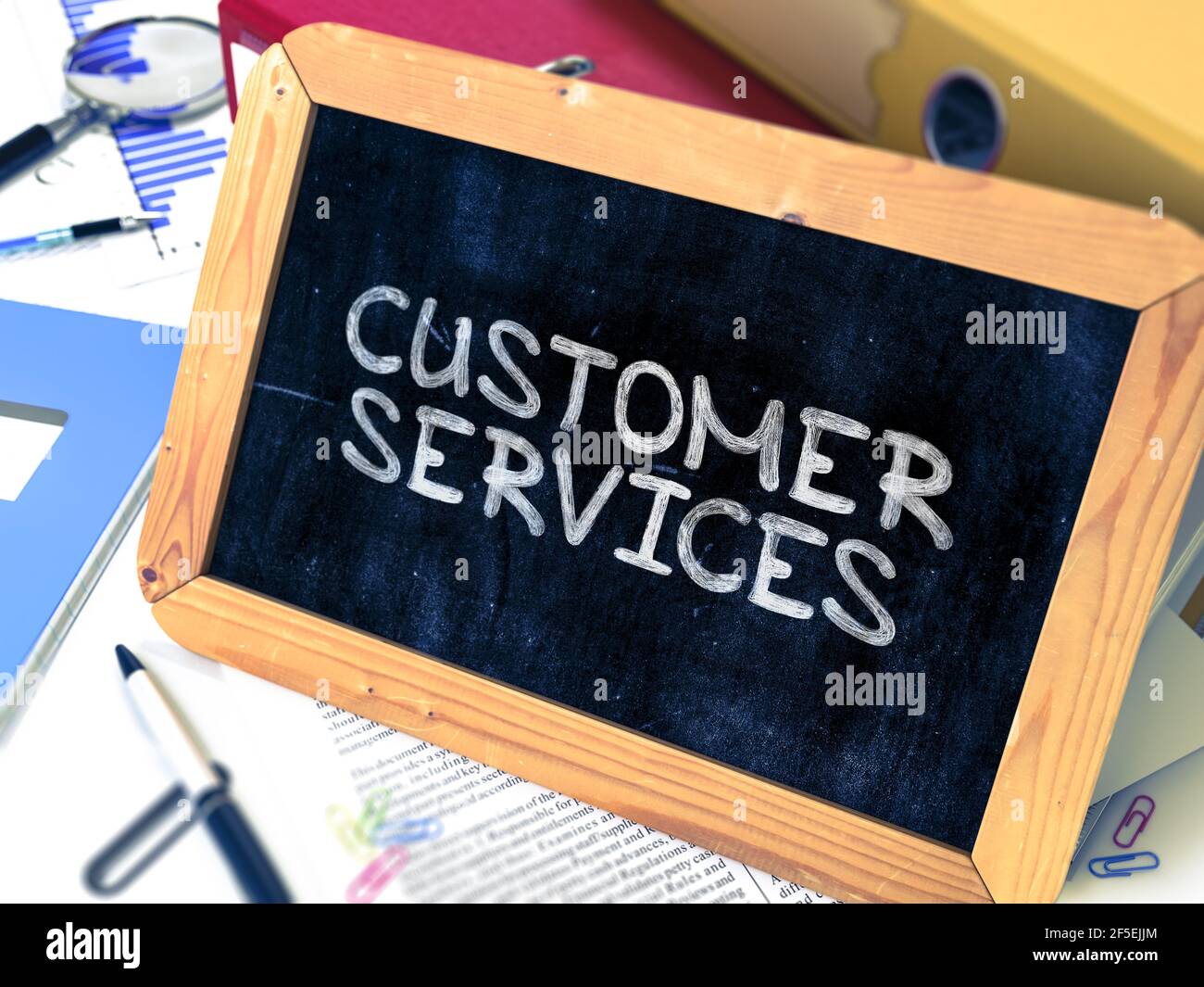 Hand Drawn Customer Services Concept on Chalkboard. Blurred Background ...