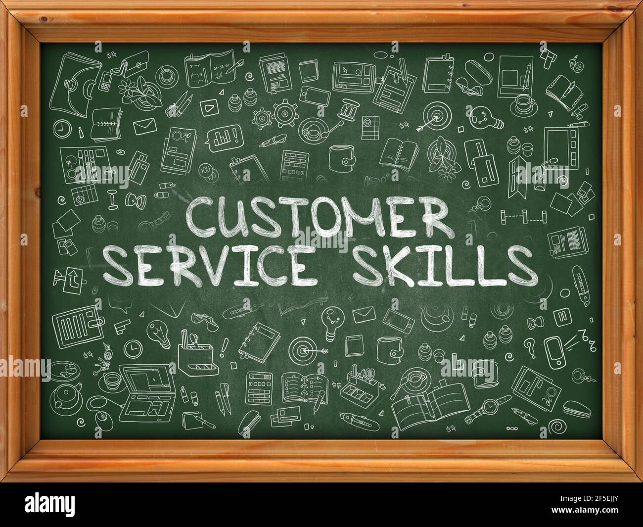 Customer Service Skills - Hand Drawn on Green Chalkboard with Doodle ...