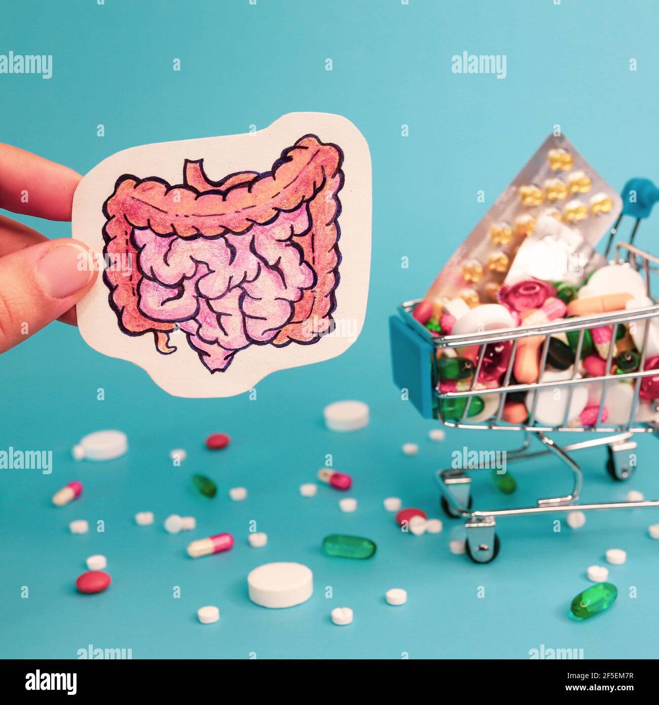 Treatment intestine diseases with variety of pills: antibiotics ...