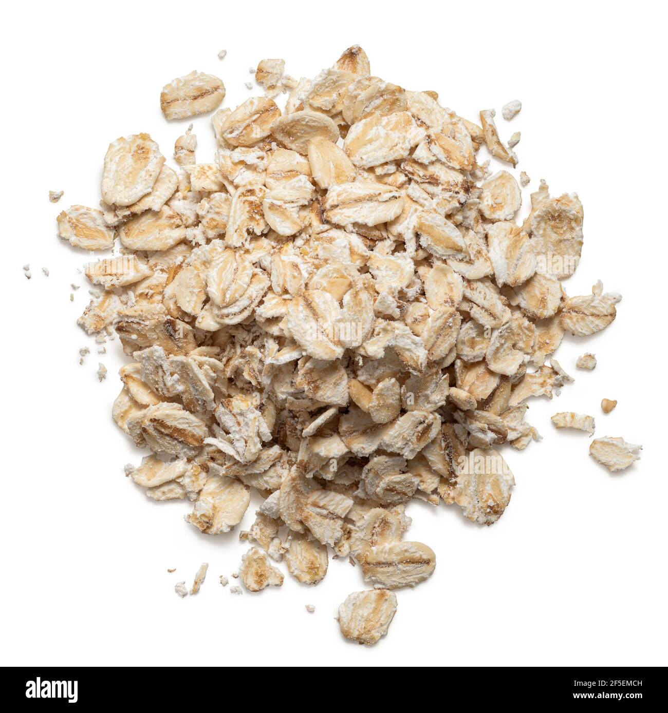 Pile of uncooked porridge oats isolated on white. Top view Stock Photo ...