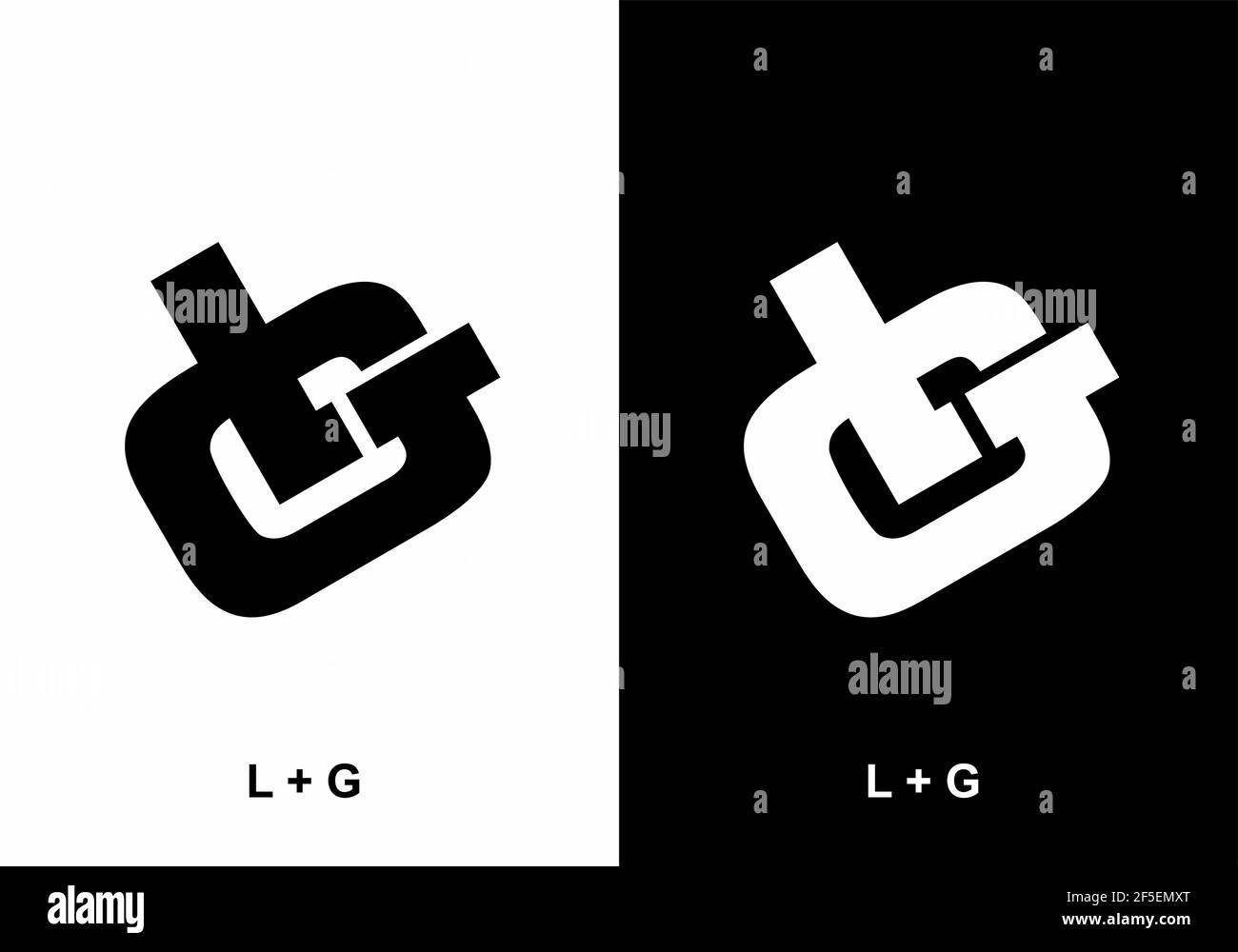 LG initial letter in black and white color design Stock Vector Image ...
