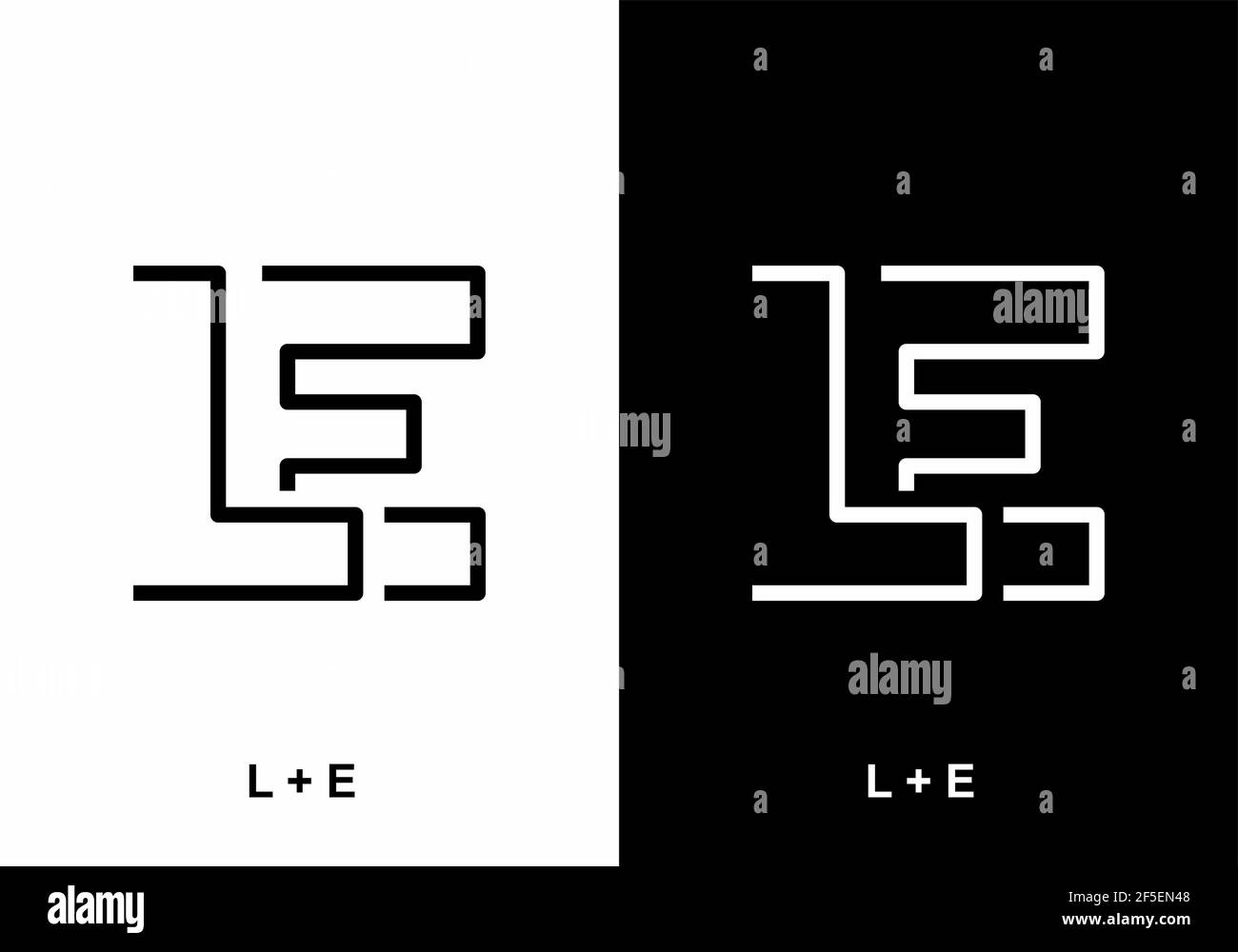 LE initial letter in black and white design Stock Vector Image & Art ...