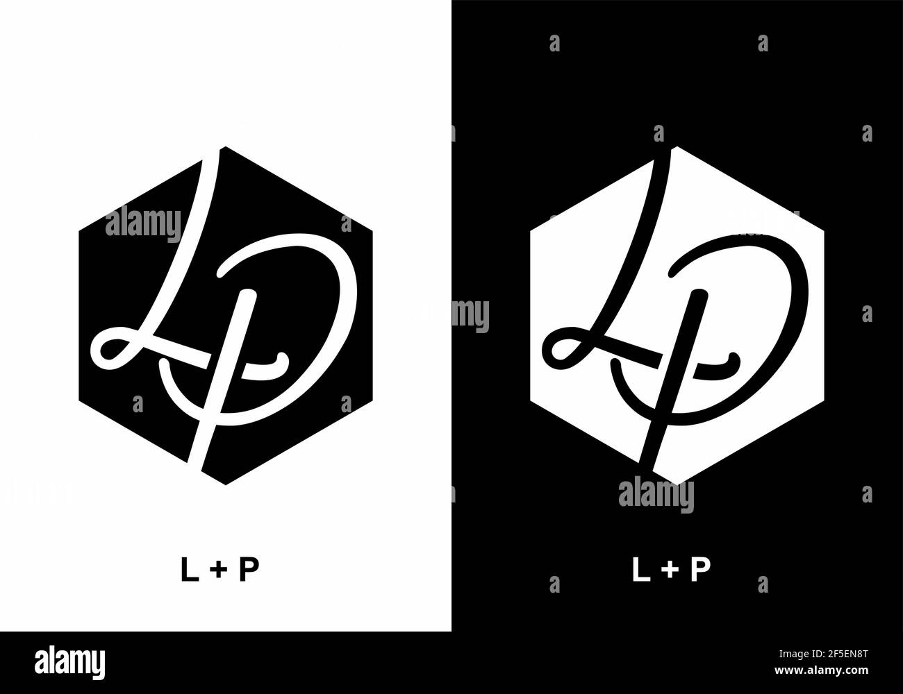 Black and white script LP initial letter design Stock Vector Image ...