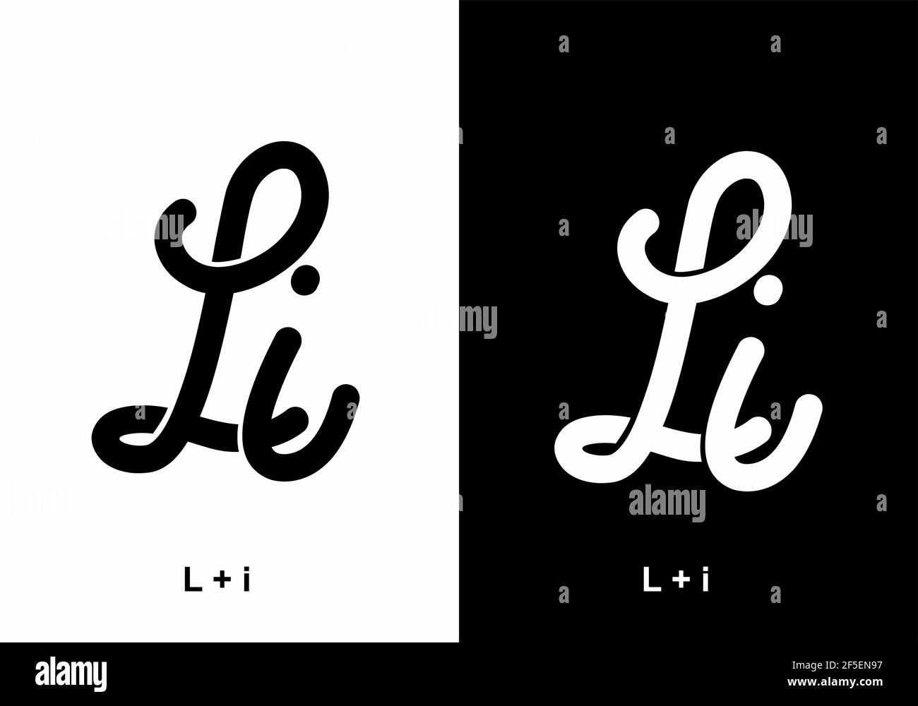 Rounded LI initial letter black and white design Stock Vector Image ...