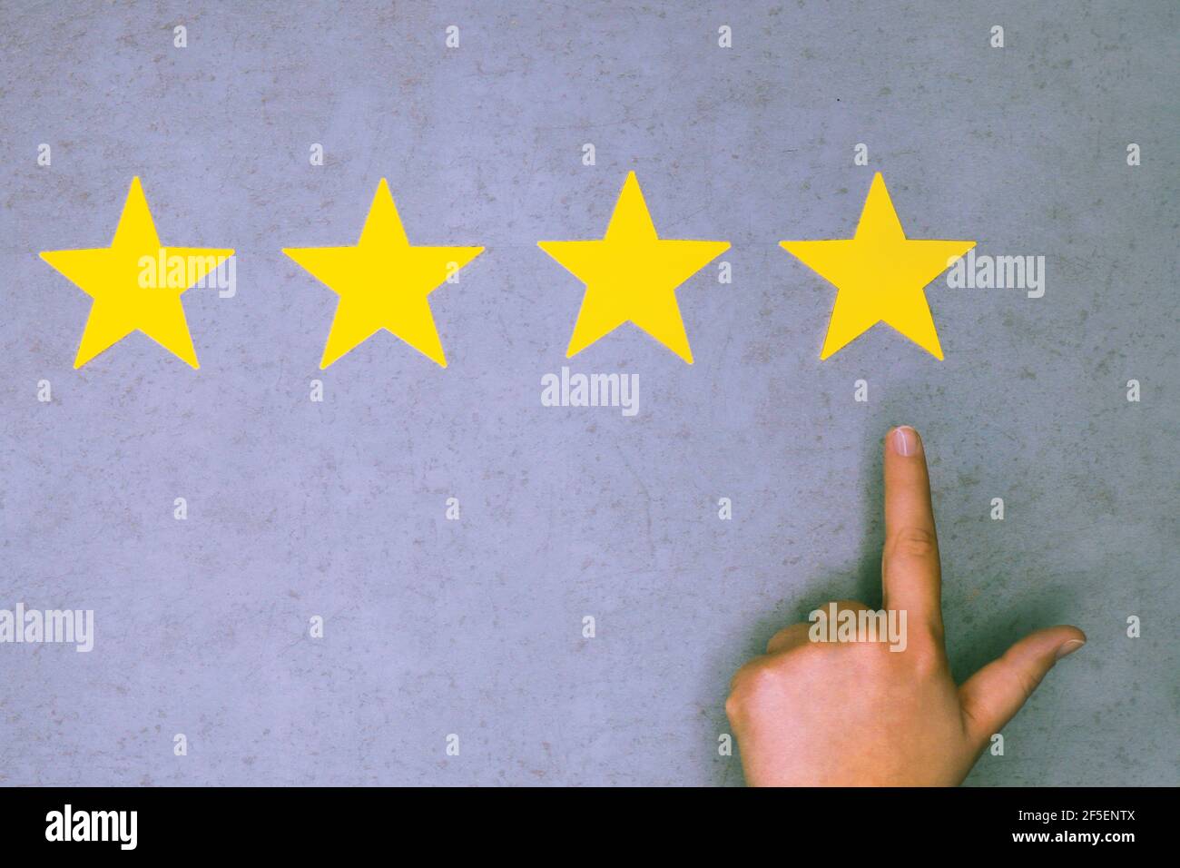 Customer Experience Concept. client gives company a rating of four star ...