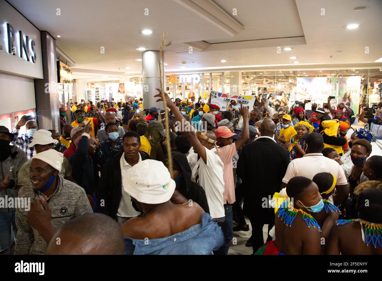 Johannesburg, South Africa. 26th Mar, 2021. Protesters gather during ...