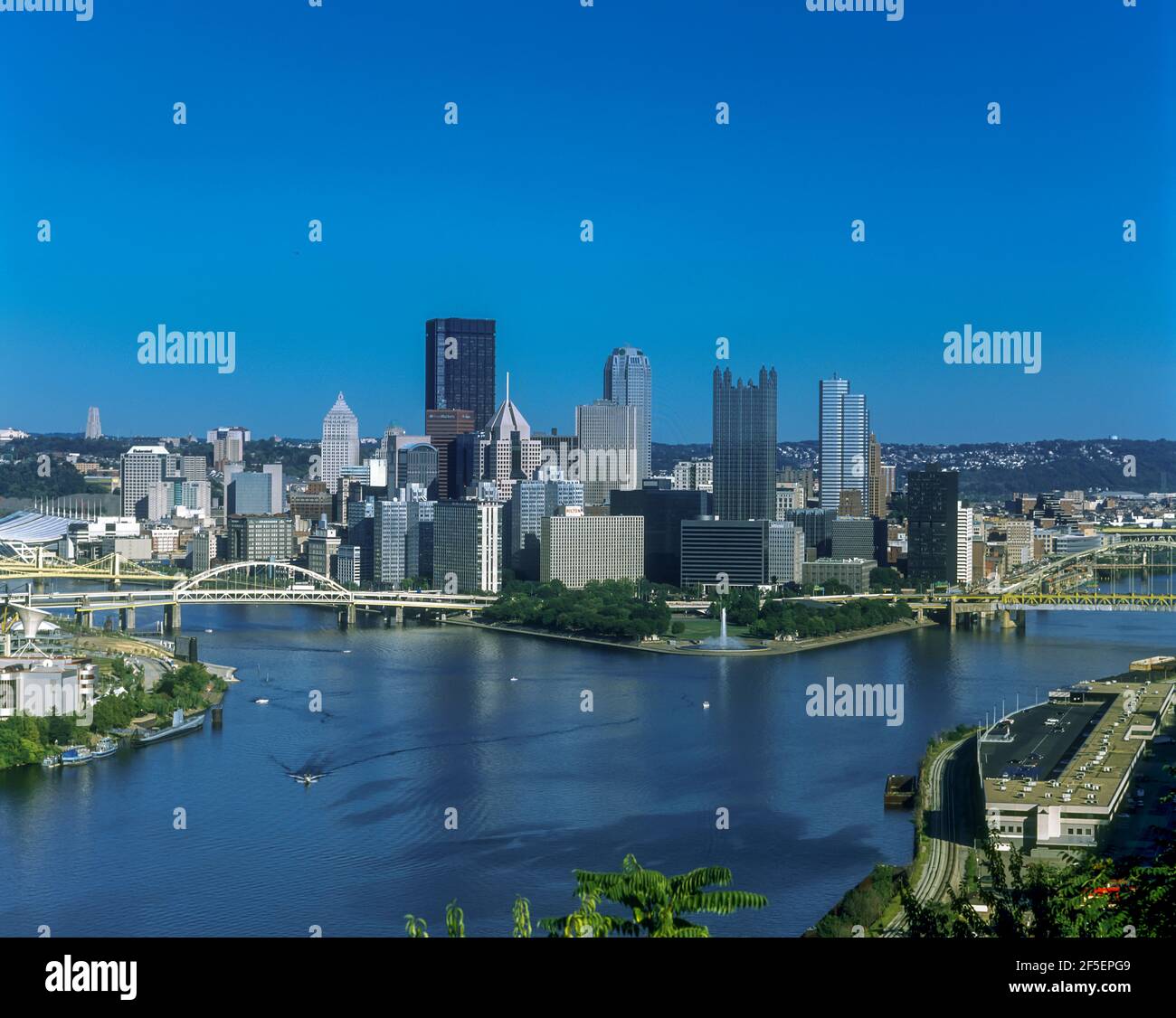 2002 HISTORICAL DOWNTOWN SKYLINE THE POINT PITTSBURGH PENNSYLVANIA USA ...