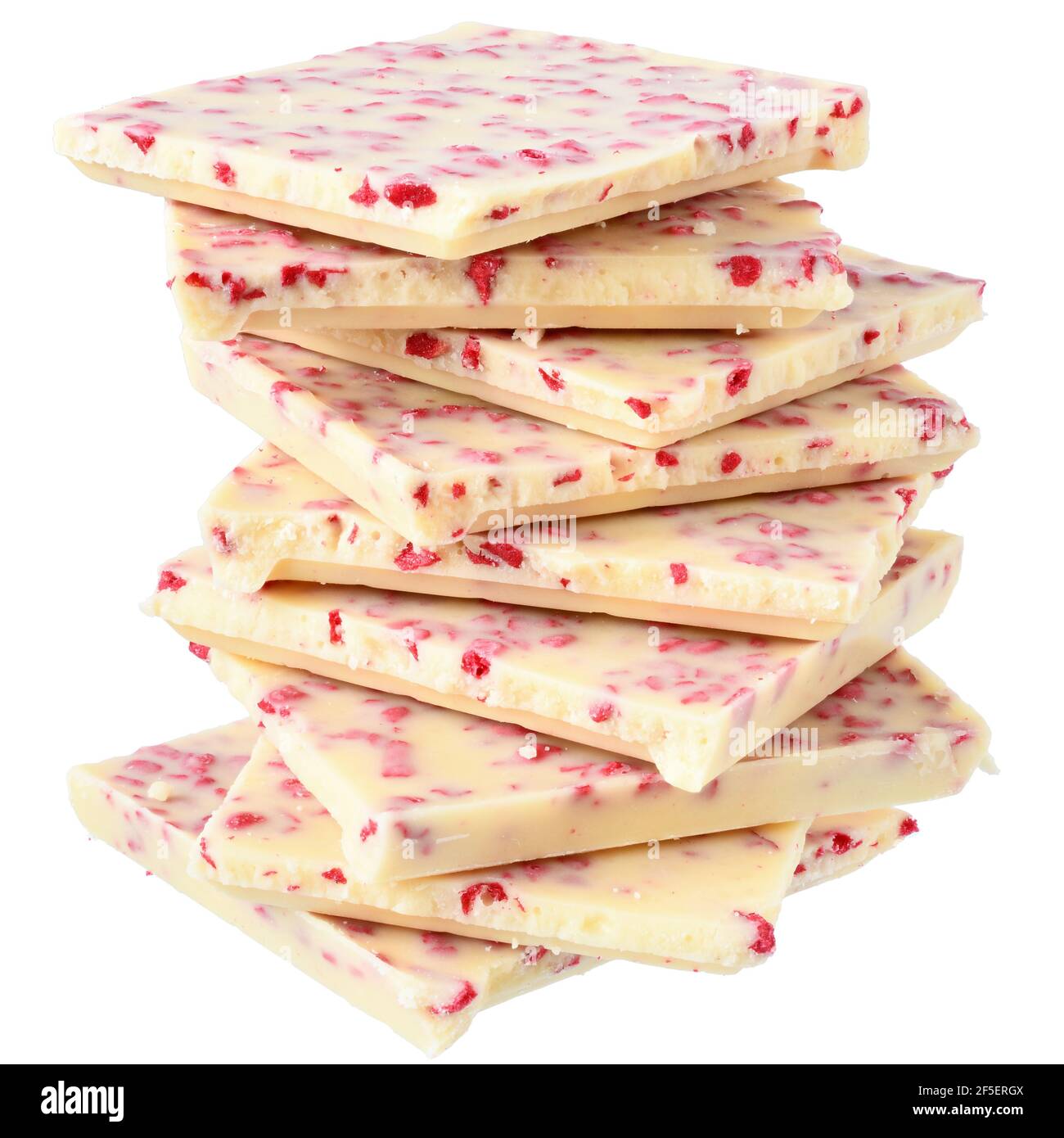 Heap white chocolate with strawberry close up isolated on a white ...