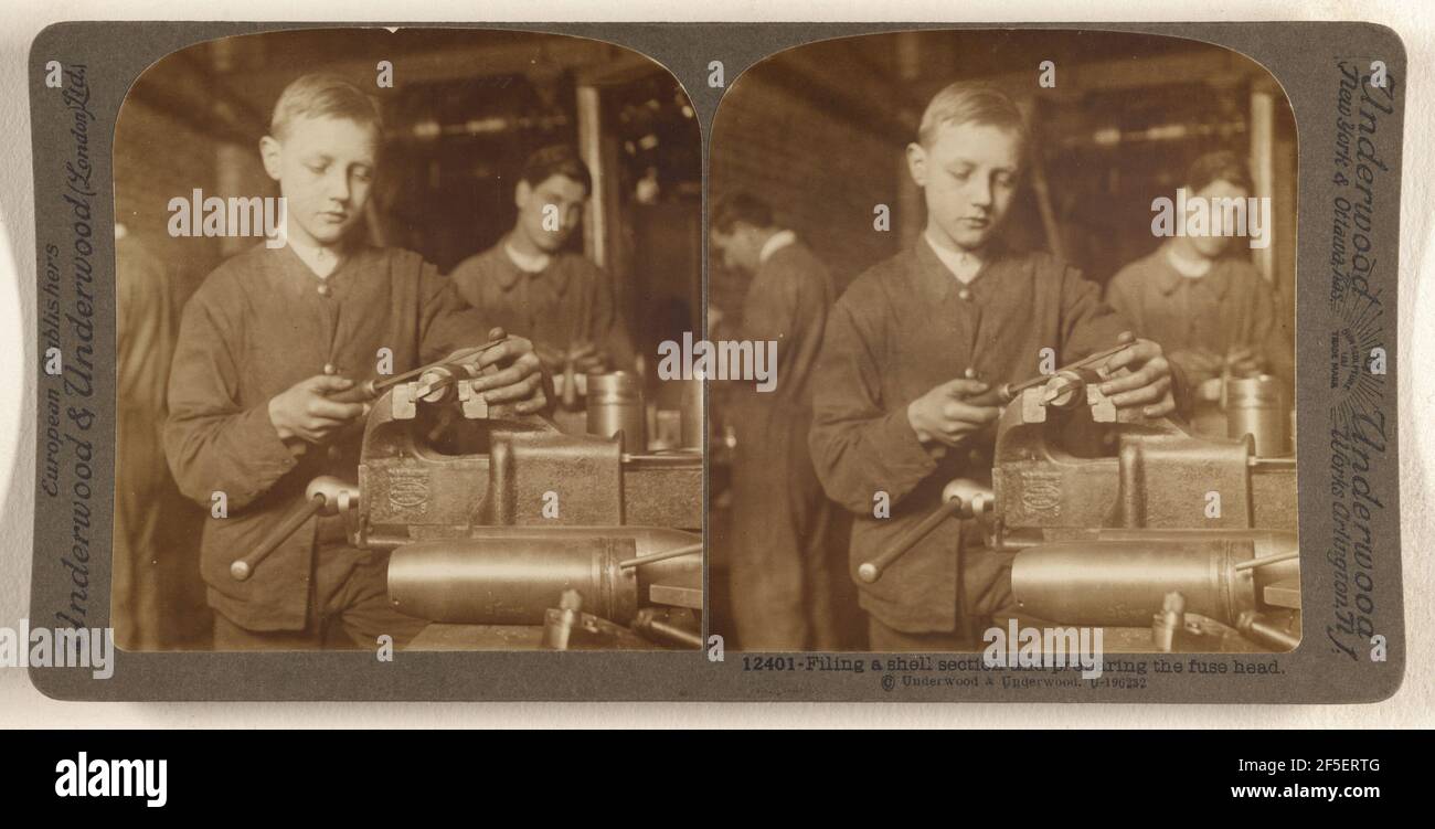 Filing a shell section and preparing the fuse head.. Underwood ...