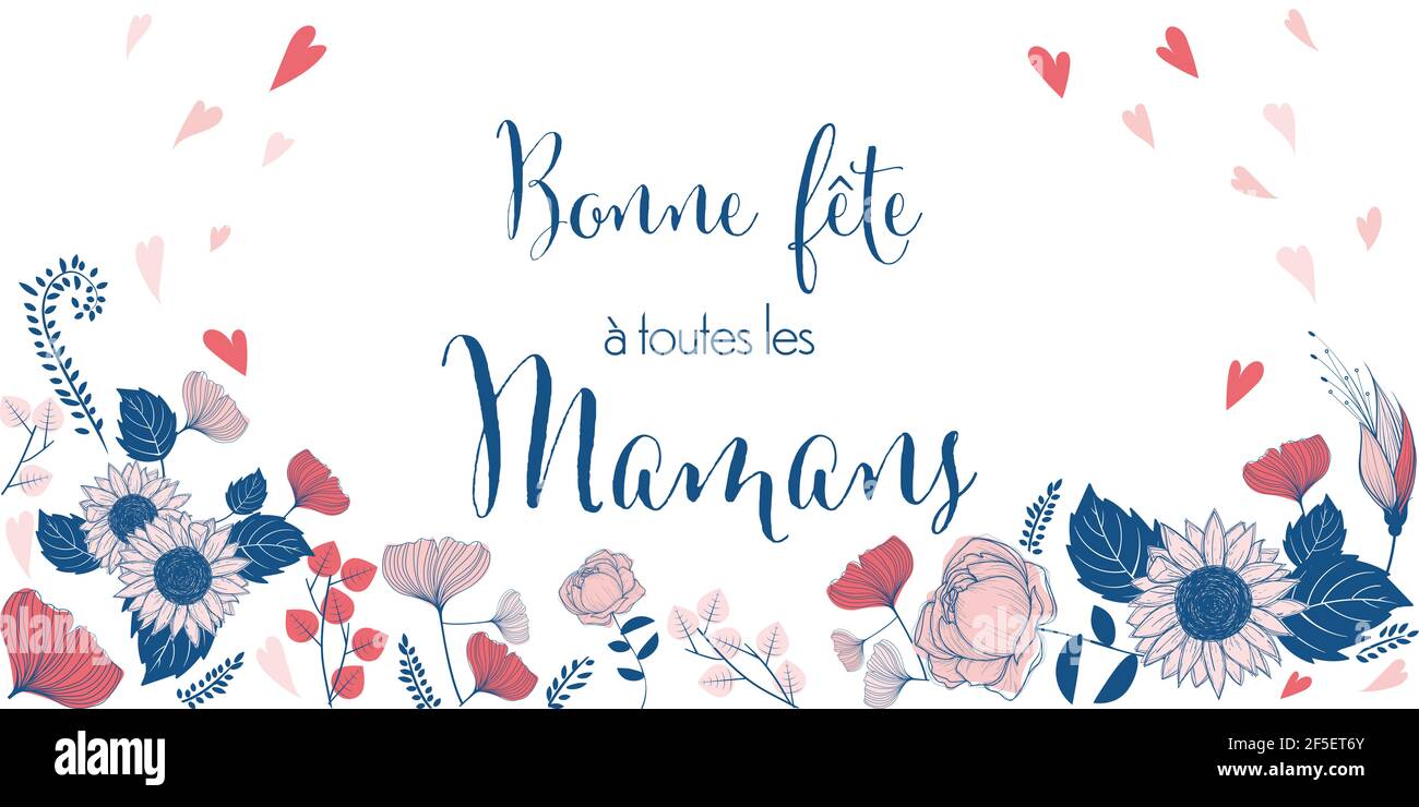 french mothers day love hearts illustration Stock Photo - Alamy
