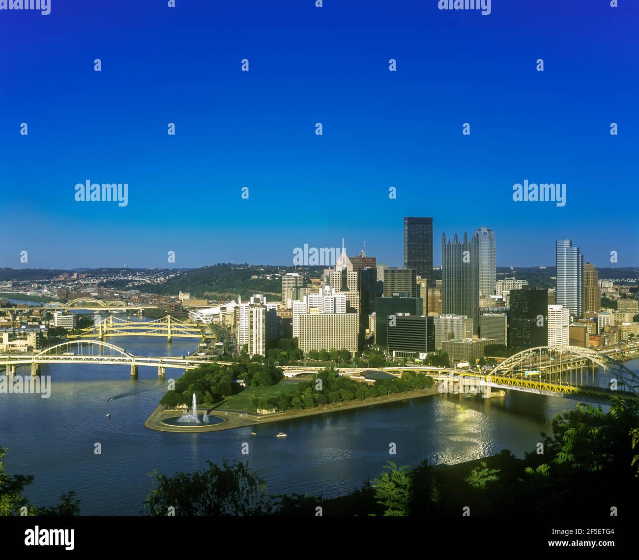 2002 HISTORICAL DOWNTOWN SKYLINE THE POINT PITTSBURGH PENNSYLVANIA USA ...