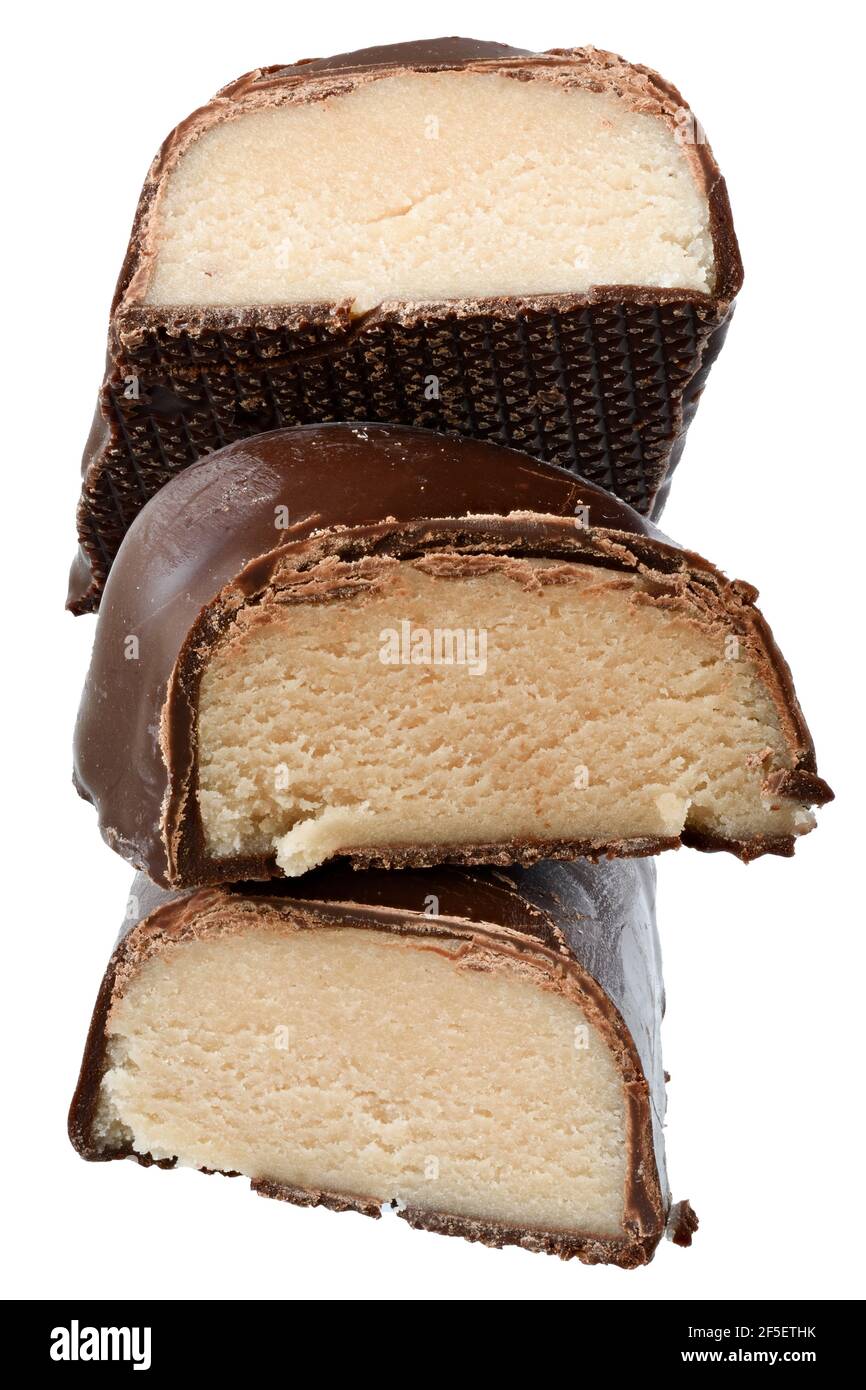 Chocolate marzipan bar isolated on a white background Stock Photo - Alamy