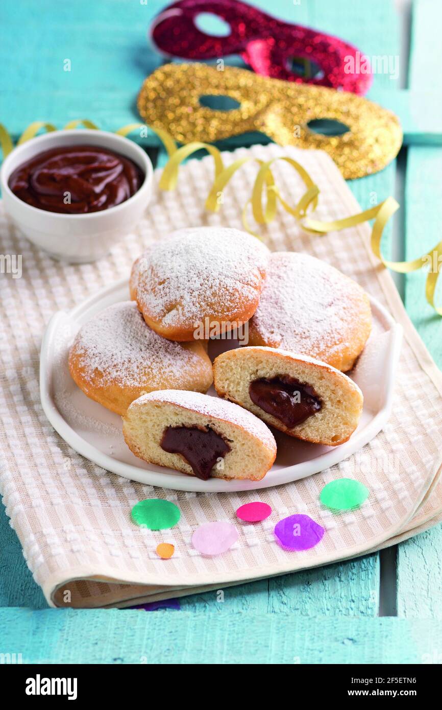 Fried german krapfen with chocolate Stock Photo - Alamy