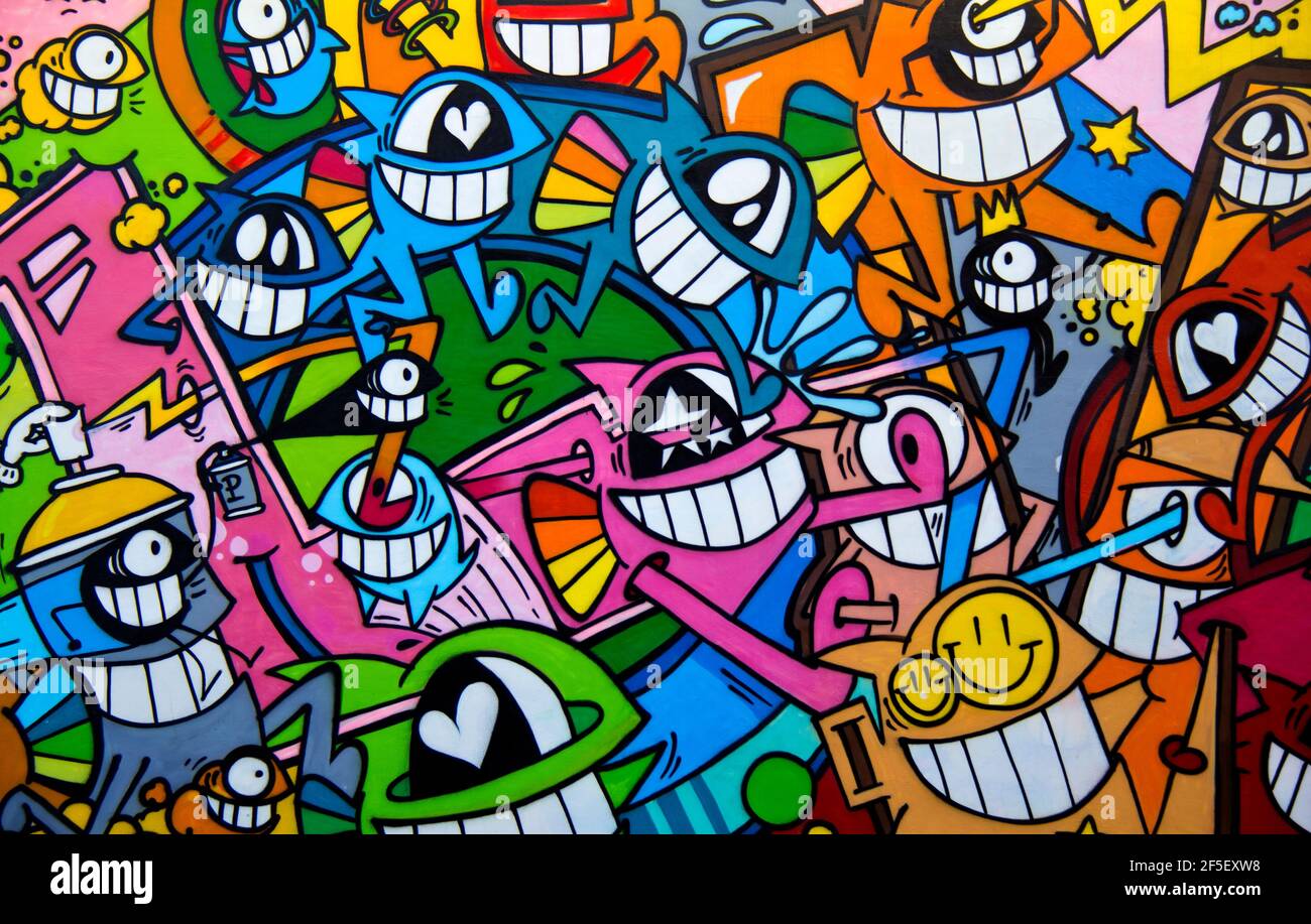 Urban art on random store on random street in Miami, Florida. This type ...