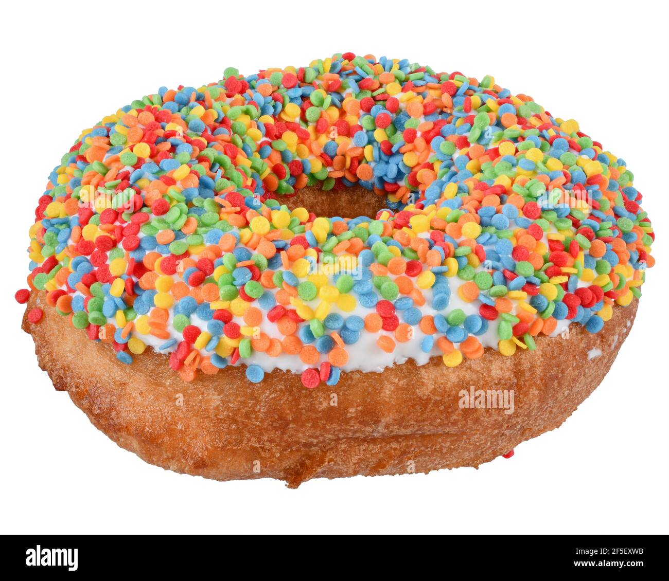 Donut in a multicolored confectionery dressing isolated on a white ...