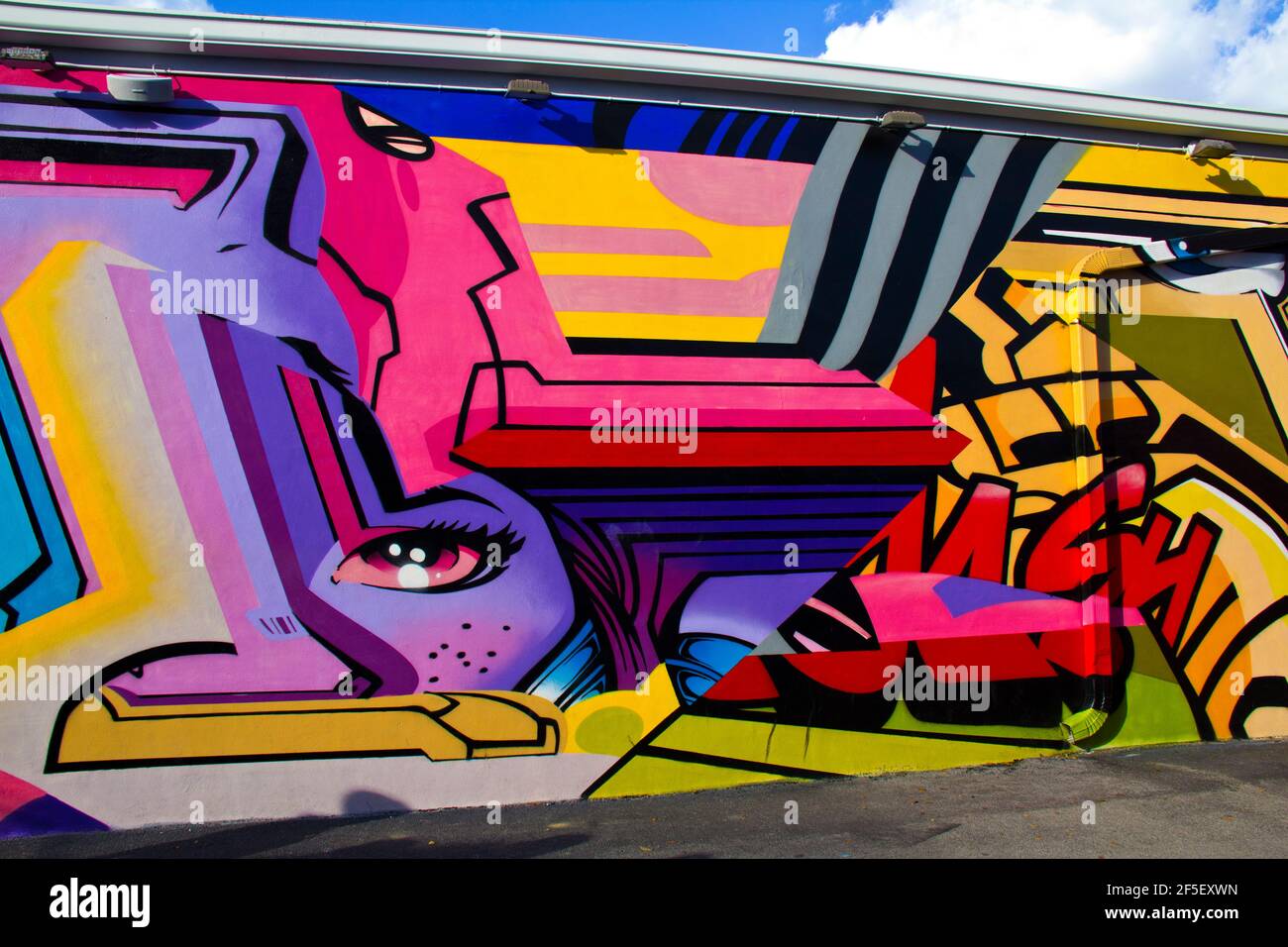 Urban art on random store on random street in Miami, Florida. This type ...