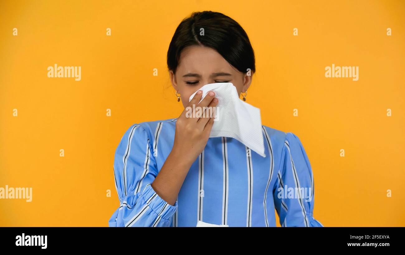 Girl blowing nose hi-res stock photography and images - Alamy