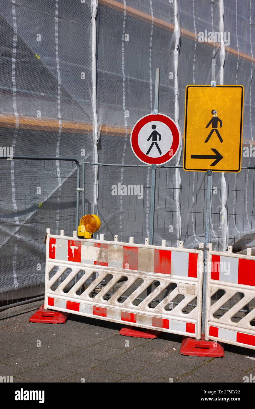Essen, North Rhine-Westphalia, Germany - Construction site barrier on a ...