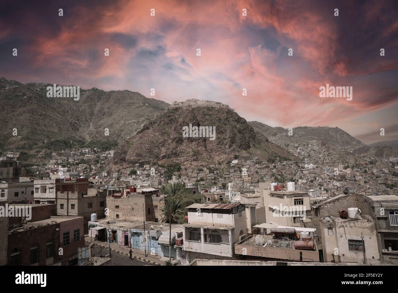 Taiz Yemen - 19 June 2016 : The historical castle (Alqahera), which is ...