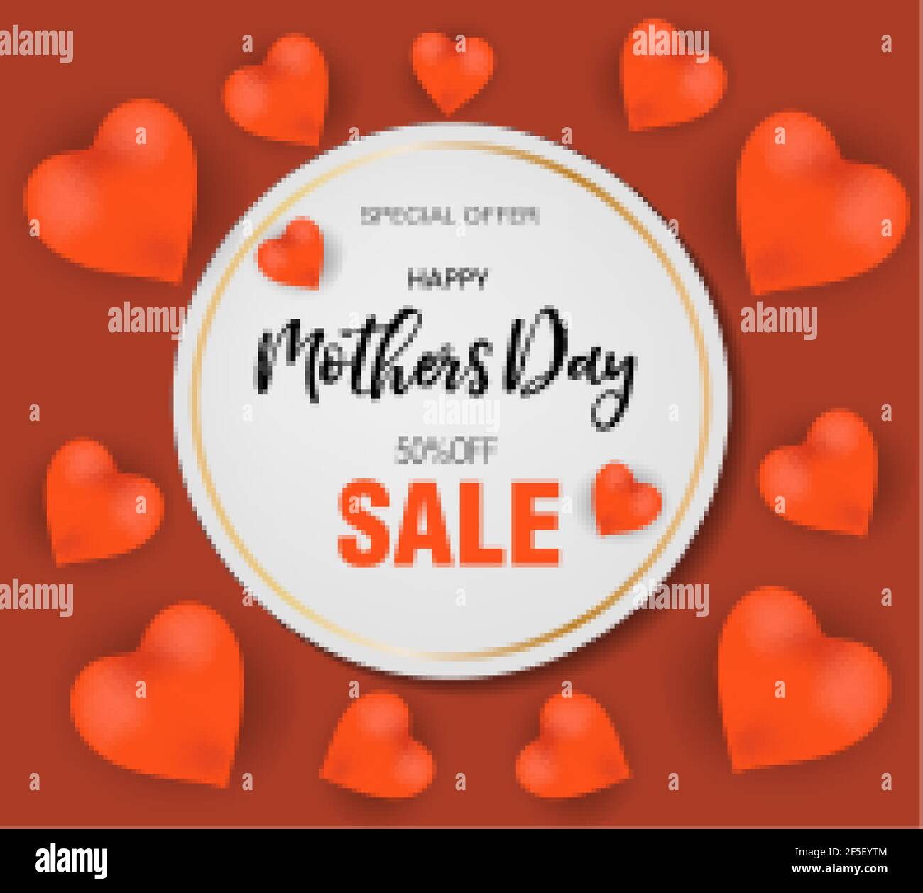 Happy mothers day greeting card with heart, discount promotion poster ...