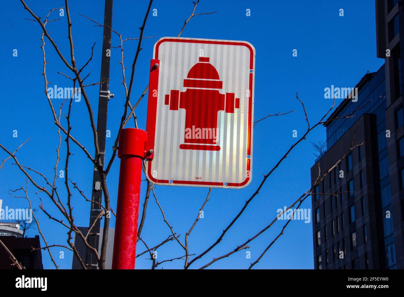 Red fire hydrant sign Stock Photo - Alamy