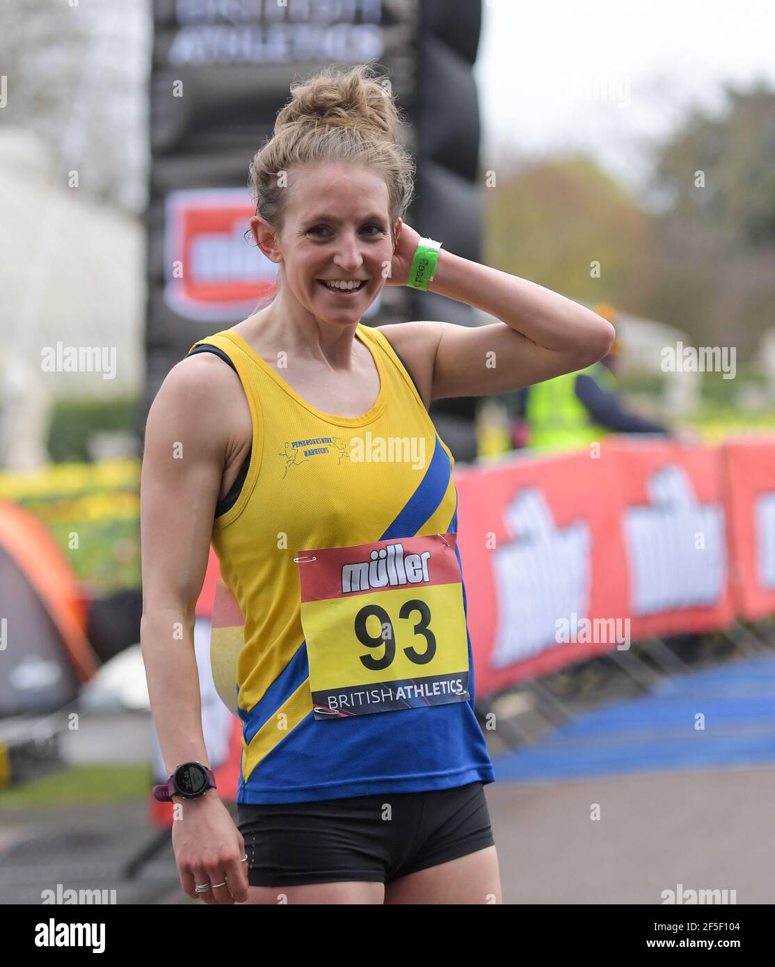 Kew, UK. 26th Mar, 2021. Heather Lewis celebrates after winning the ...
