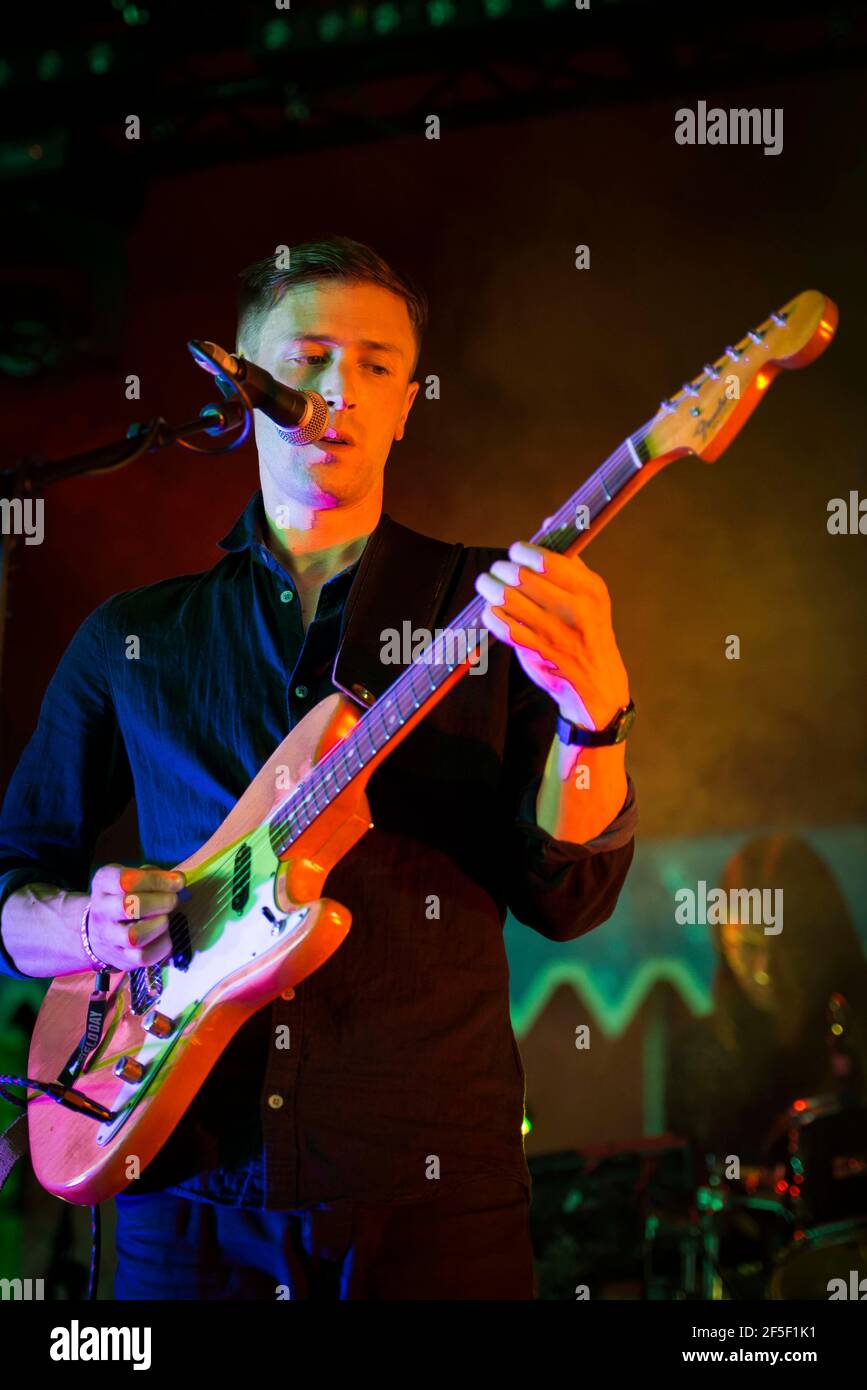 Thomas Sanders of Teleman plays live on stage on day one of Field Day ...