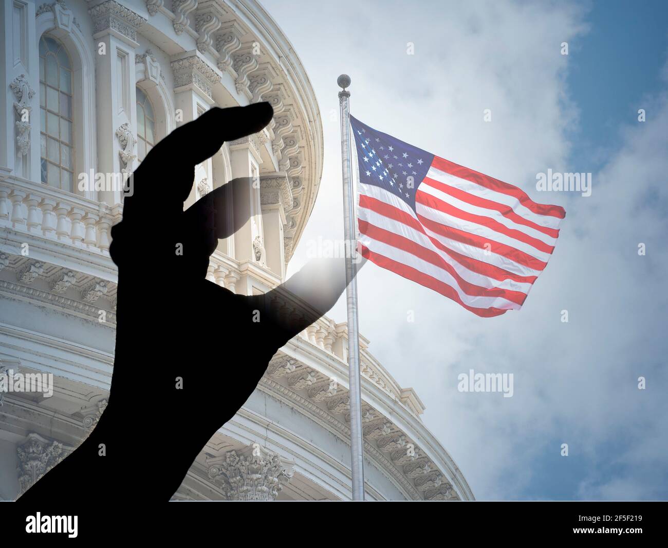 hand fingers catching american flag on capitol hill congress washington ...