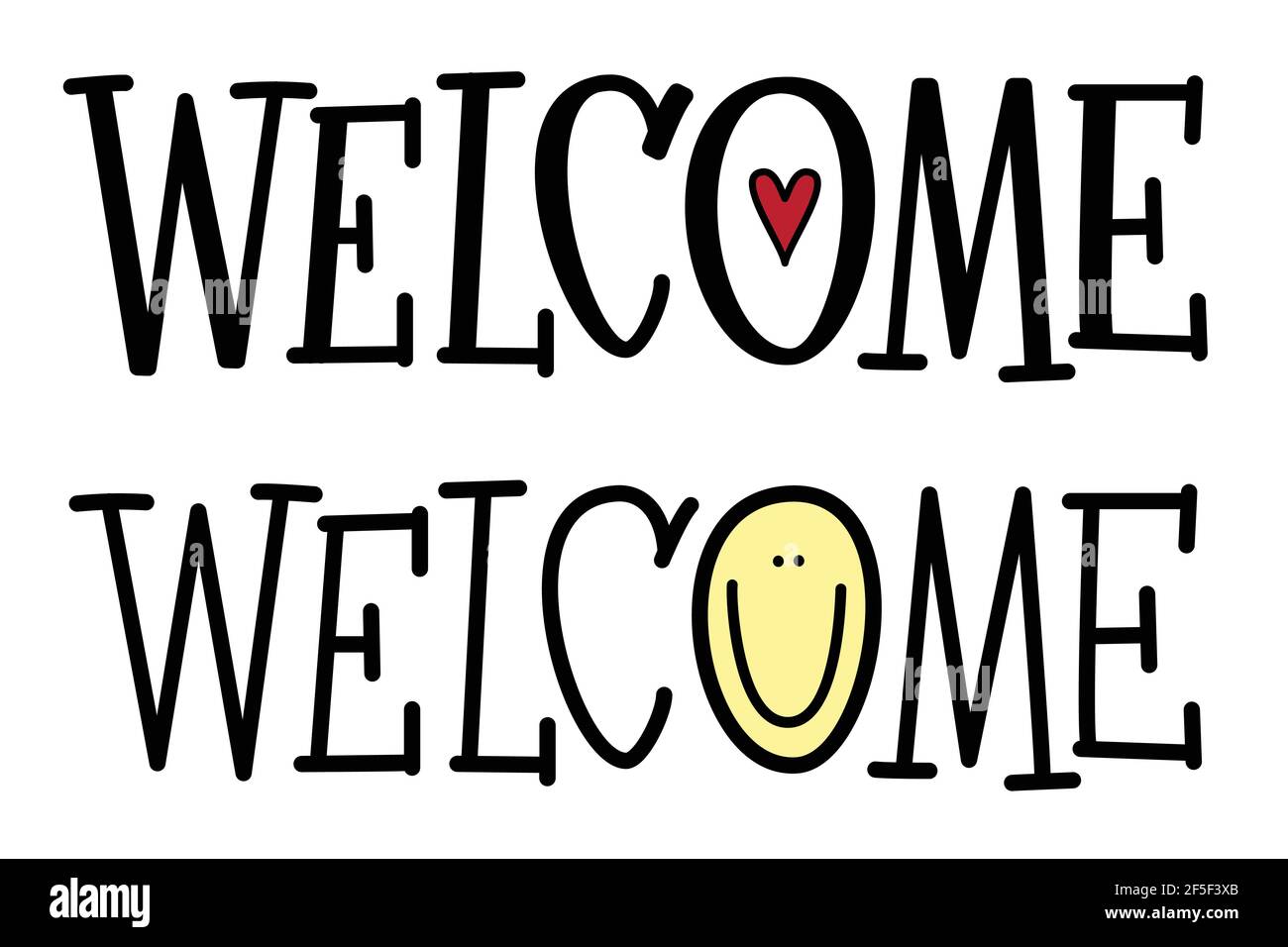Welcome sign handwritten brush pen cursive calligraphy lettering ...