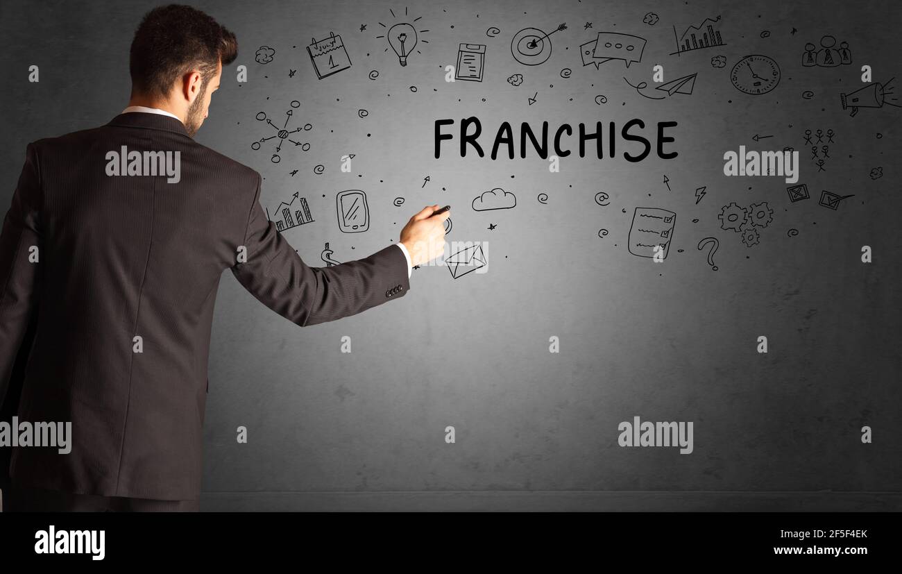 businessman drawing a creative idea sketch Stock Photo - Alamy