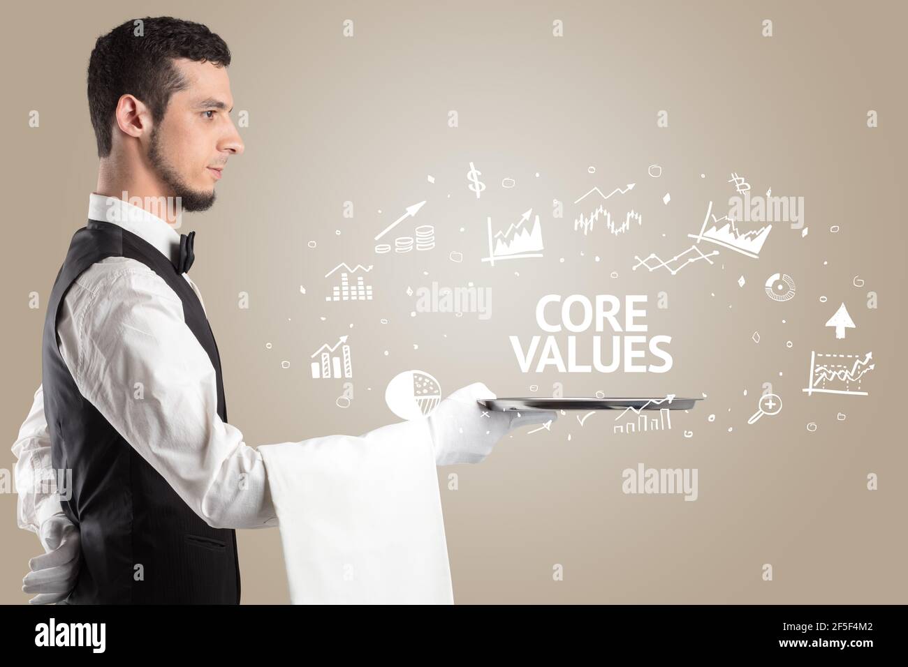 Waiter serving business idea concept Stock Photo - Alamy