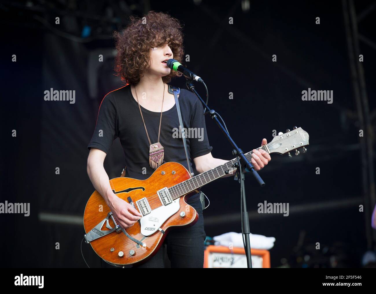 Edward Bagshaw of Temples plays live on stage on day two of Field Day ...