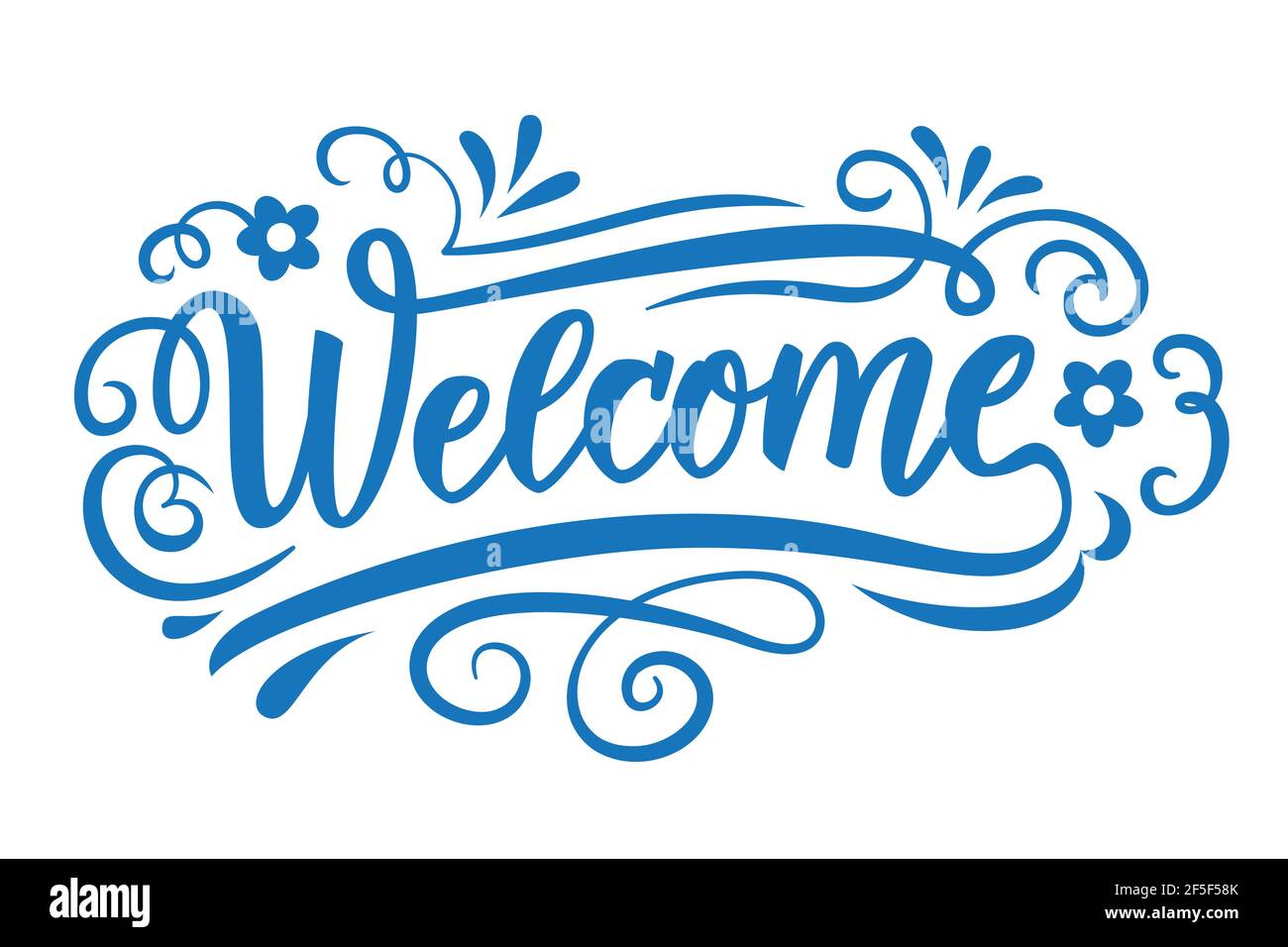 Welcome sign handwritten brush pen cursive calligraphy lettering ...