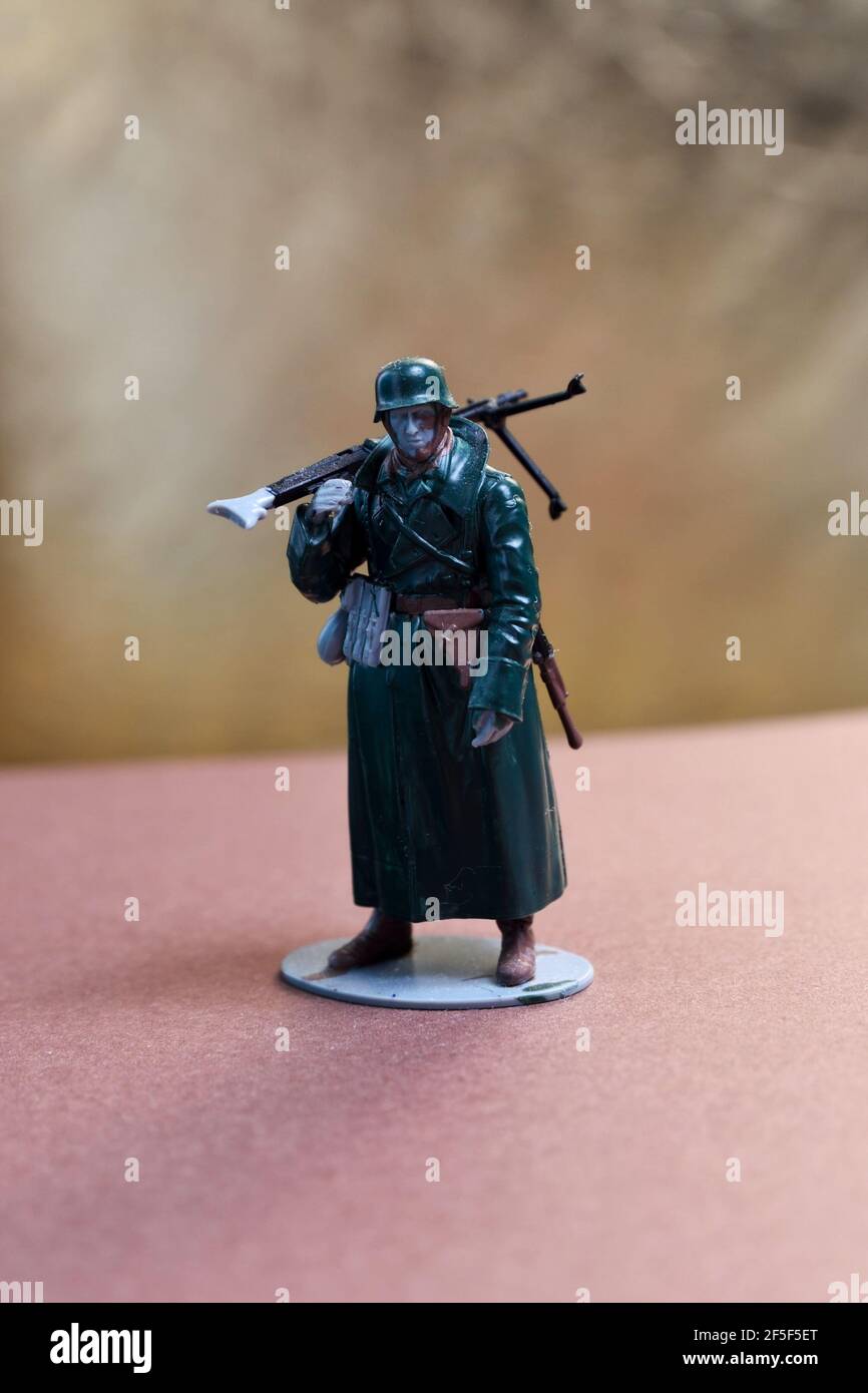 Glued and hand painted toy, German soldier with warm coat from World ...