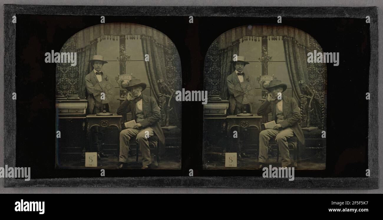 Self-portrait of Antoine François Jean Claudet and his son Henri Posed ...
