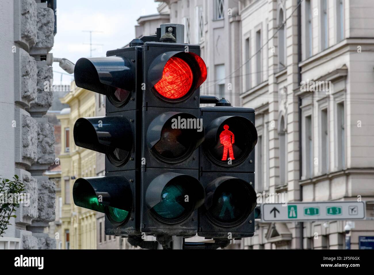 Closeup shot of traffic lights showing the red light Stock Photo - Alamy