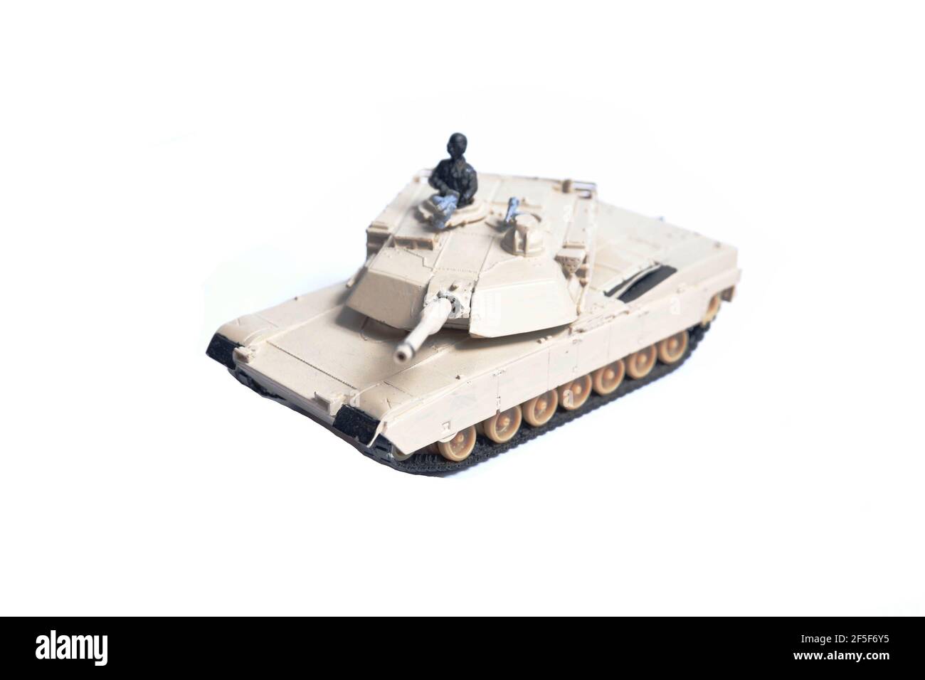 Plastic, glued toy and hand painted. Modern American tank with small ...