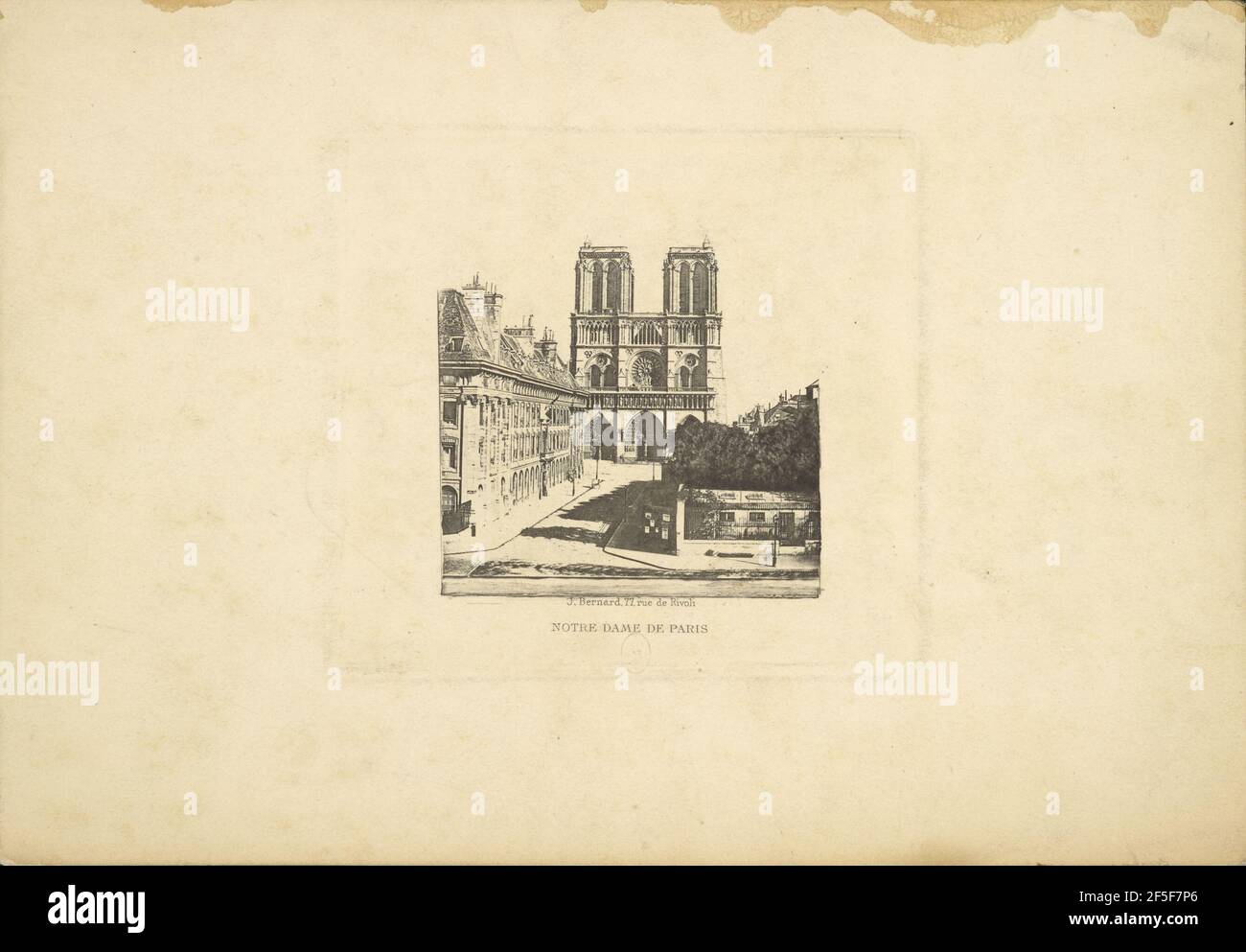 Notre-Dame de Paris. J. Bernard (French, active about 1865 Stock Photo ...