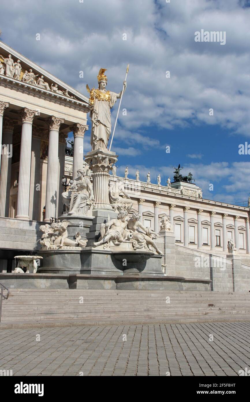 baroque fountain and austrian parliament in vienna (austria Stock Photo ...