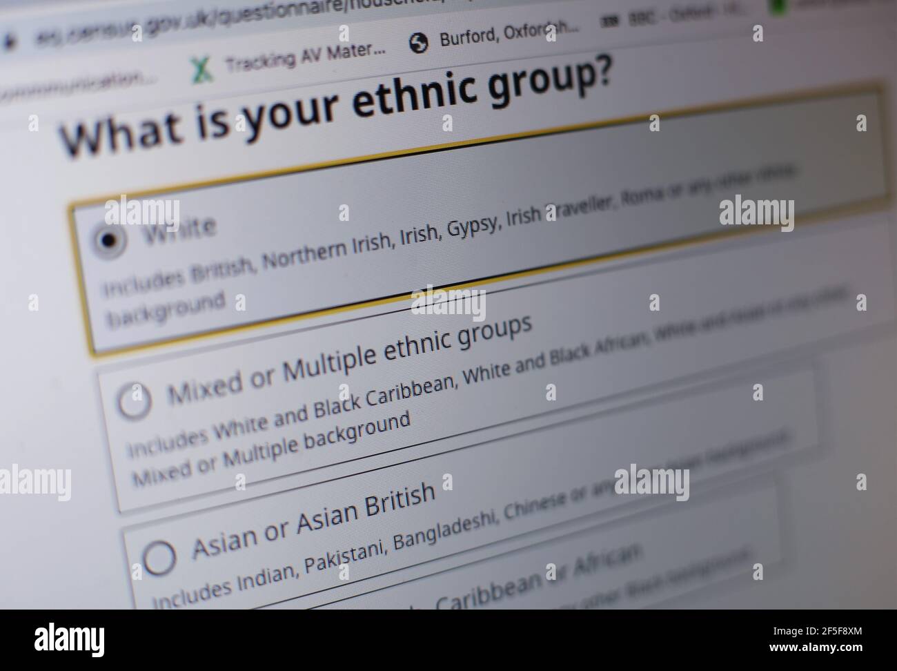 A question about ethnic groups during the online Census 2021 ...
