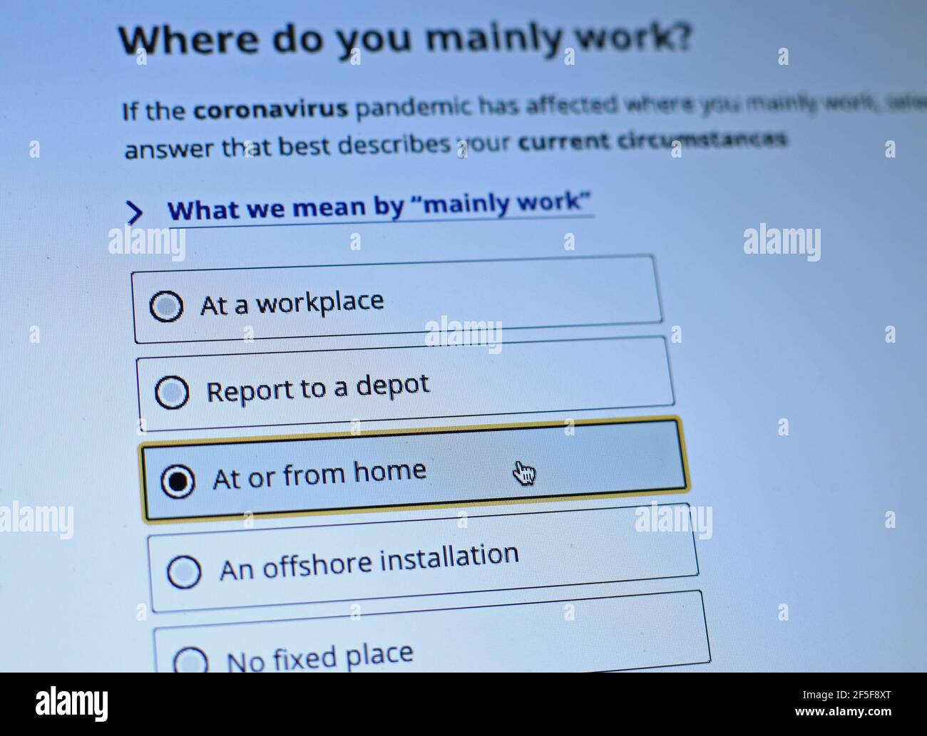 A question about work during the online Census 2021 questionnaire ...
