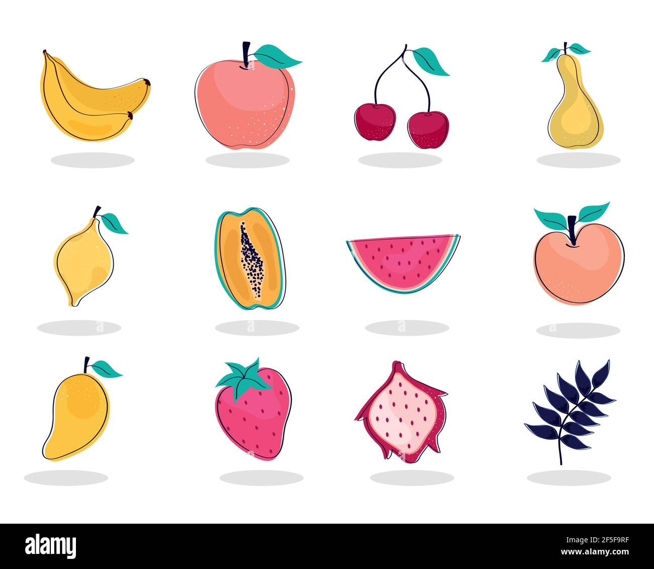 twelve tropical fruits Stock Vector Image & Art - Alamy