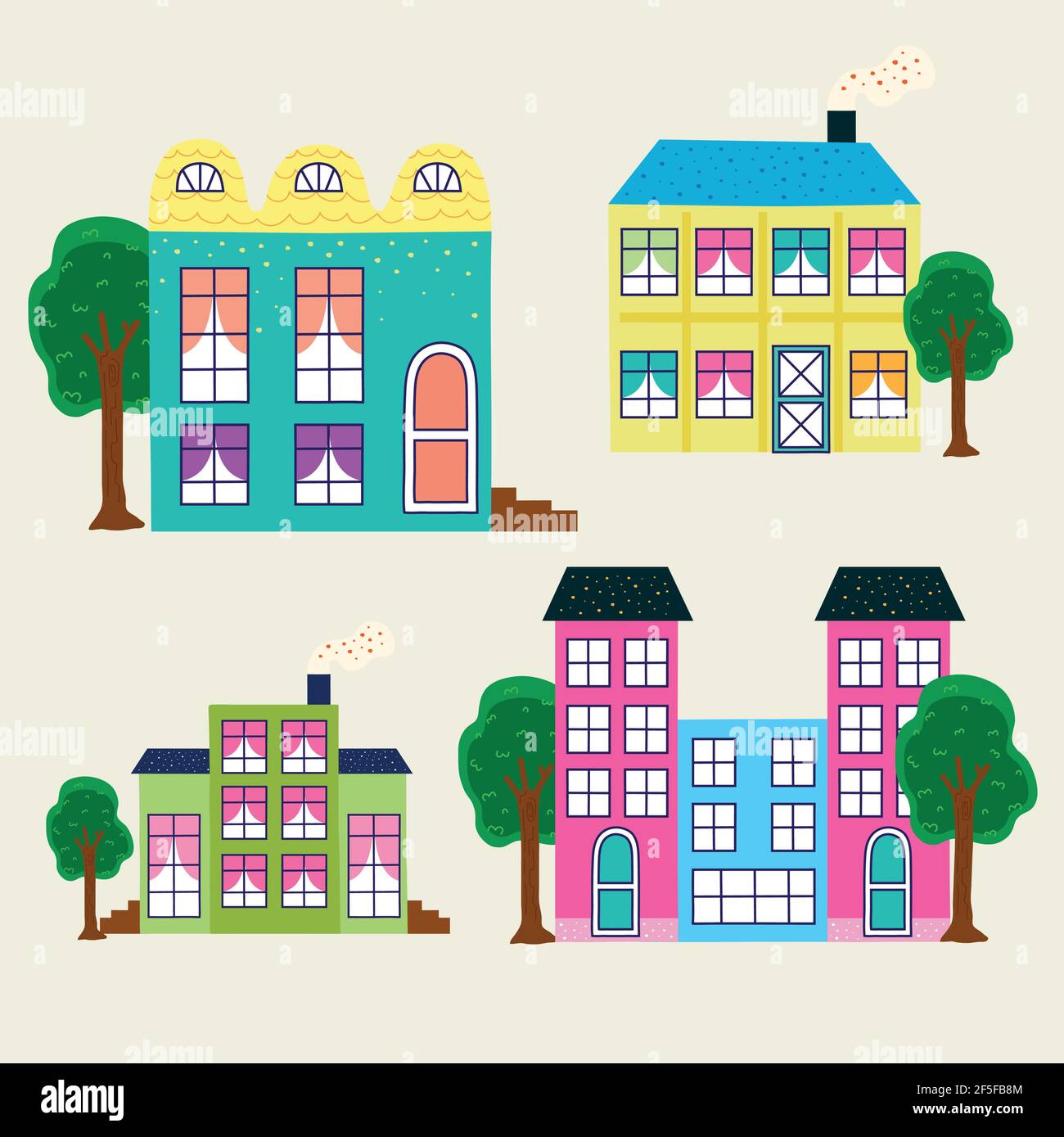 four buildings urban Stock Vector Image & Art - Alamy